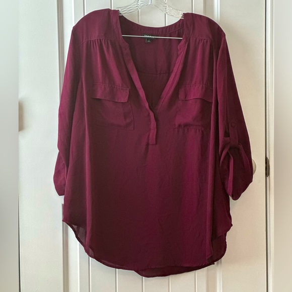 torrid | Tops | Torrid Burgundy Red Sheer Work Shirt | Poshmark